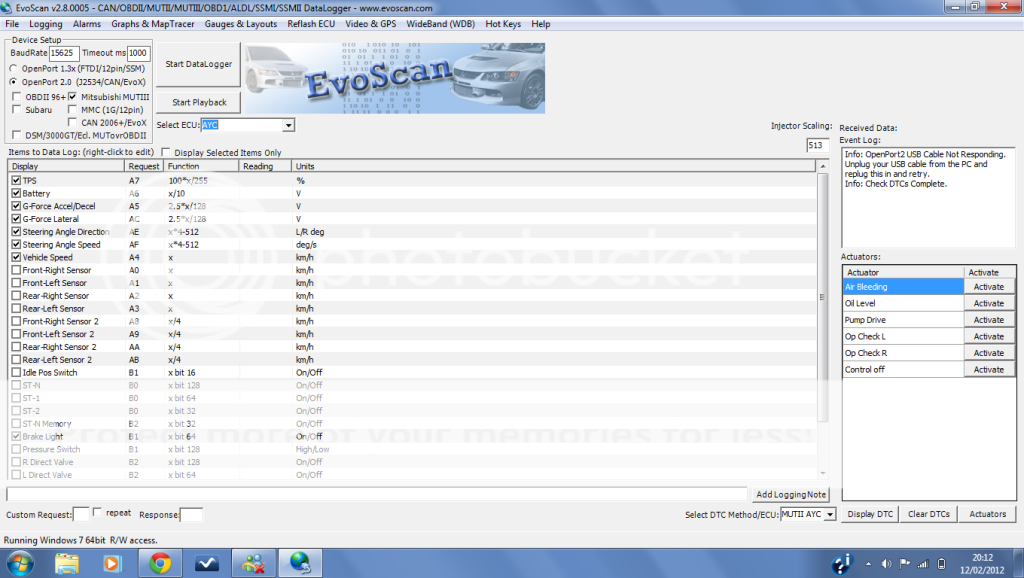 Bleeding AYC with Evoscan Help | Lancer Register Forum